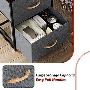 Nicehill Nightstand for Bedroom with Drawers, Small Dresser, Bedside Furniture, Night Stand End Table with Storage Drawers for Bedroom, Dark Grey