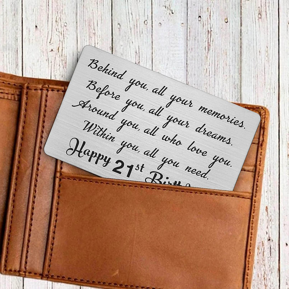 21st Year Old Happy Birthday Gifts, 21th Birthday Decorations, Engraved Wallet Inserts Card Present for Women Men Him Her