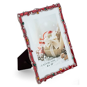 LARAINE Picture Photo Frame 8x10 Metal 2023 Christmas High Definition Glass Display Pictures for Tabletop Home Decorative Holiday Gift (Red,8x10)