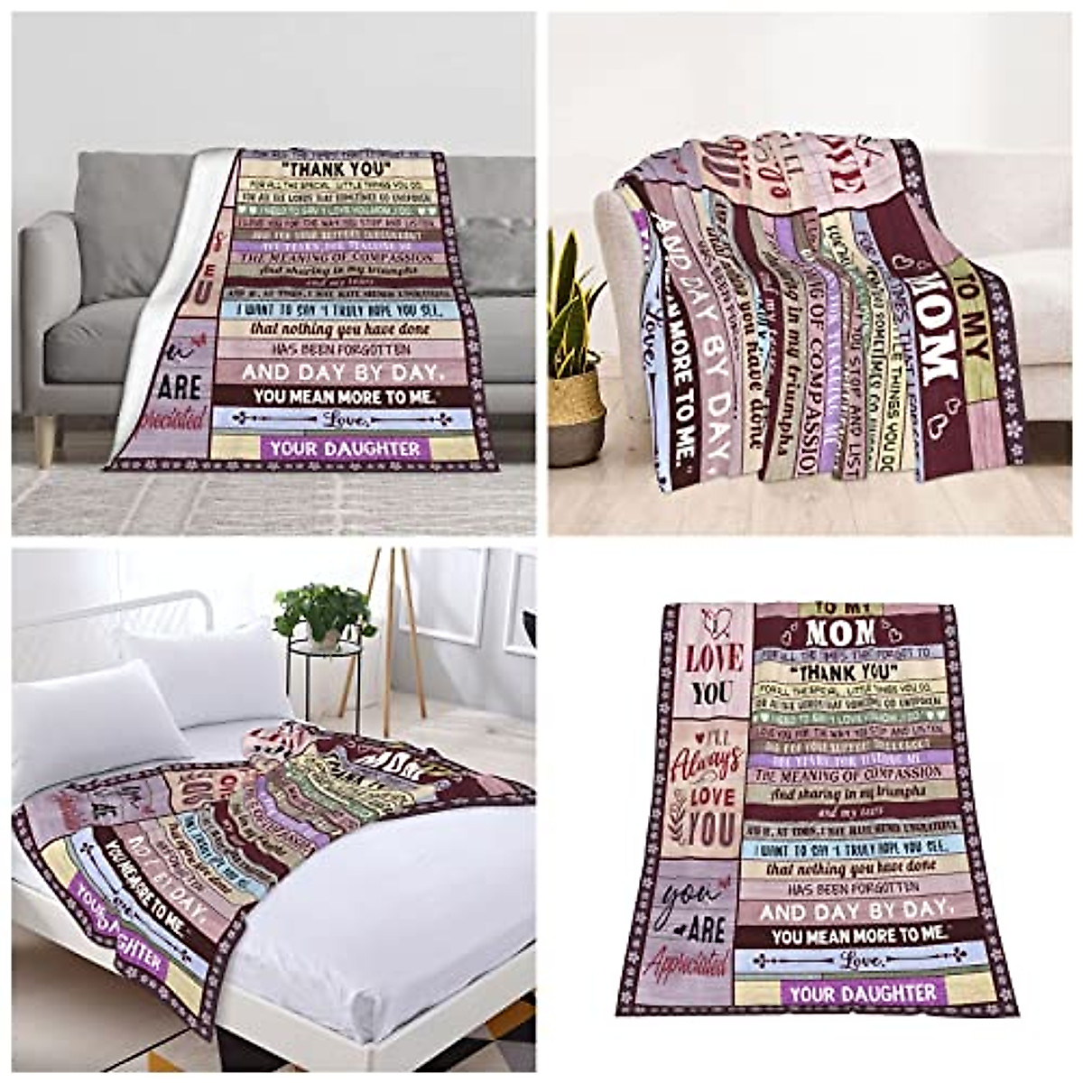 Gifts for Mom Blankets, Mothers Day Birthday Gifts for Mom, Mom Gifts from Daughter, Gifts for Mom from Daughter, Mom Gifts from Son, Mom Birthday Gifts from Daughter, Best Mom Ever Gifts 60x50 Inch