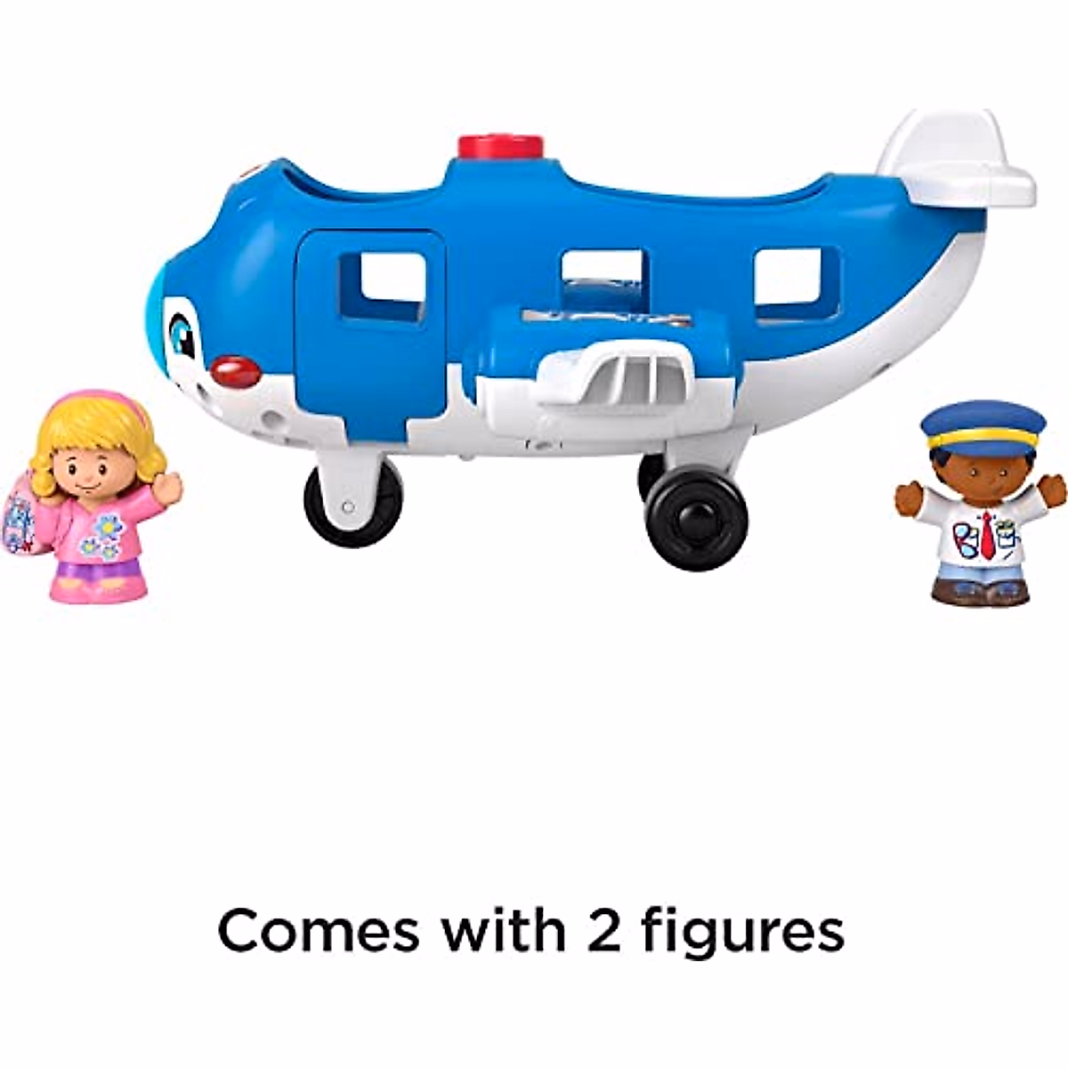 Fisher-Price Little People Musical Toddler Toy Travel Together Airplane with Lights Sounds & 2 Figures for Ages 1+ Years, Blue