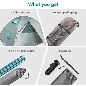 FE Active 4 Person Tent - Four Season 3-4 Man with 3000mm Waterproof Rip-Stop, Full Rainfly, Aluminum Poles Adult Tent for All Year Camping, Backpacking, Hiking, Travel | Designed in California, USA