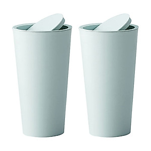 BESPORTBLE Plastic Containers 2pcs Plastic Tiny Waste Bin Desktop Mini Trash Can with Swing Lid Wastebasket Garbage Bin for Bathroom Vanity Tabletop Makeup Sponges Tissues Car Green Blue Car Trashcan