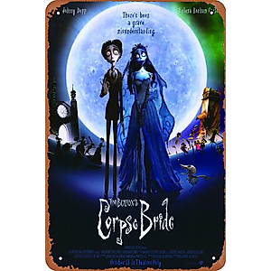 Ysirseu Tim Burton's Corpse Bride Movie Poster Retro Metal Sign Vintage TIN Sign for Plaque Cafe Bar Home Wall Decor Art Sign Gift 12 X 8 inch