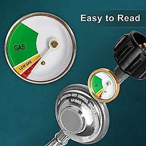 GASPRO 12FT Propane Regulator and Hose with Gauge, Competible with Propane Fire Pit, Propane Patio Heater, Gas Grill and More, QCC-1 Connection