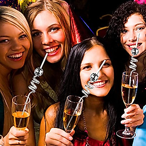20 Pieces Disco Ball Straws Mirror Silver Mini Disco Ball Decorative Straws for 70s Disco Party Supplies Wedding Birthday Nightclub Cocktail Cup Decoration (Silver)