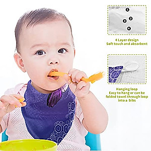 Wudan Butterfly Royal Purple Fingertip Towel 5pcs Hand Bath Towel Absorbent Soft Cotton Cloth for Newborn Drooling Feeding Nursery Kitchen Deco