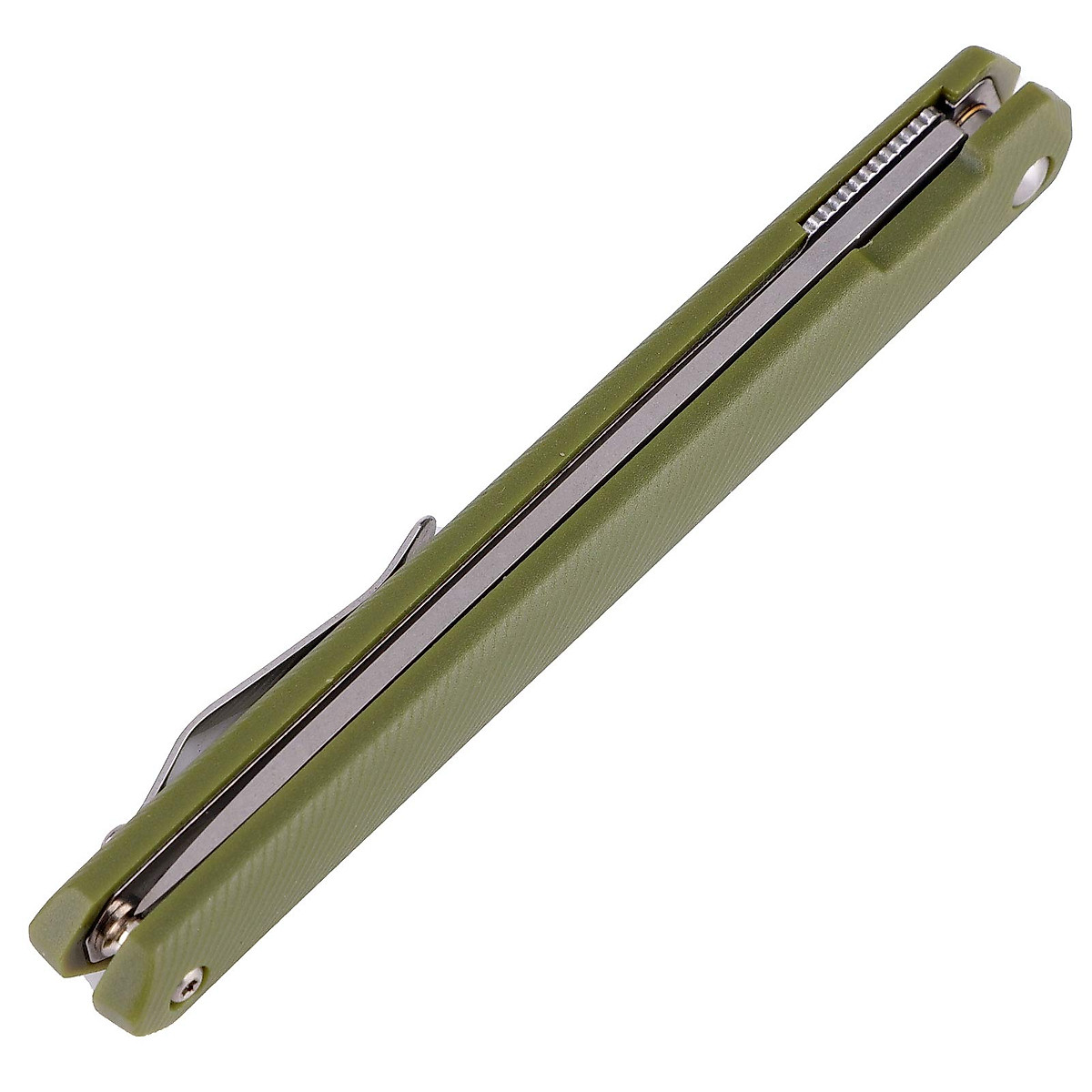 Samior GA035 Small Slim Folding Pocket Flipper Knife, 3.5 inches 5CR13 Tanto Blade, ABS Handle With Liner lock Pocket Clip, Low Profile Gentleman's EDC Knives 1.3oz, Army Green