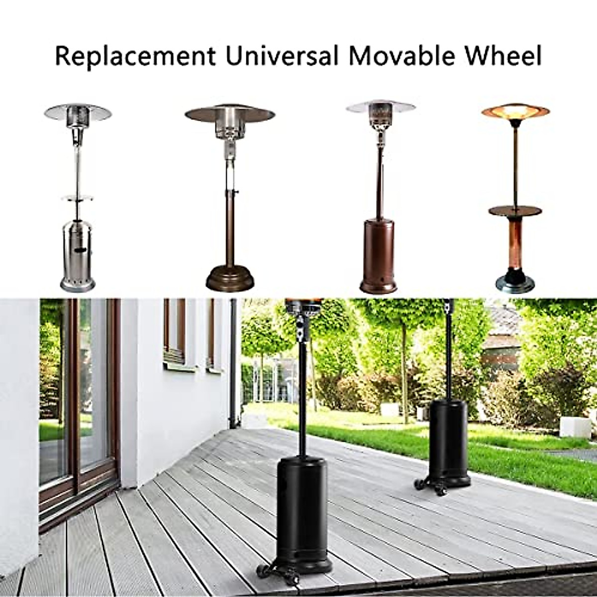 Universal Patio Heater Wheel Kit-Easy to Move/Install-Gas Patio Heater Replacement Universal Movable Wheel, Patio Heater Parts Outdoor Umbrella Gas Heater Wheel Kit …
