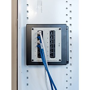Legrand - OnQ 8 Port Cat 5e Network Interface Module, RJ45 Network Switch, High-Density Mini Patch Panel, Keystone Ports Labeled 1 Through 12, Grey, AC1014