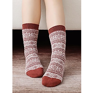 Loiyadn 2024 Pocket Calendar Womens Wool Socks - 5 Pairs Thick Soft Women's Socks, Multicolored, Winter Socks for Women Men, Thermal Socks for Women