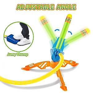 Banvih Toys Rocket Launcher for Kids, for Ages 3 4 5 6 7 8+ Years Old, Stomp Outdoor Toys Games, Toddler Boys Birthday Gifts, 6 Foam Air Rockets, Launch up to 120+ft