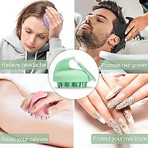 AONCO Scalp Massager Shampoo Brush, 100% Soft Silicone Scalp Scrubber, Scalp Exfoliator Brush for Dandruff Removal, Scalp Massager for Hair Growth, Wet Dry Hair Massager Shampoo Brush（Green）