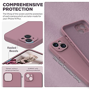 SURPHY Designed for iPhone 14 Plus Case with Screen Protector and Camera Protection, Liquid Silicone Phone Case with Soft Microfiber Lining, Lilac Purple
