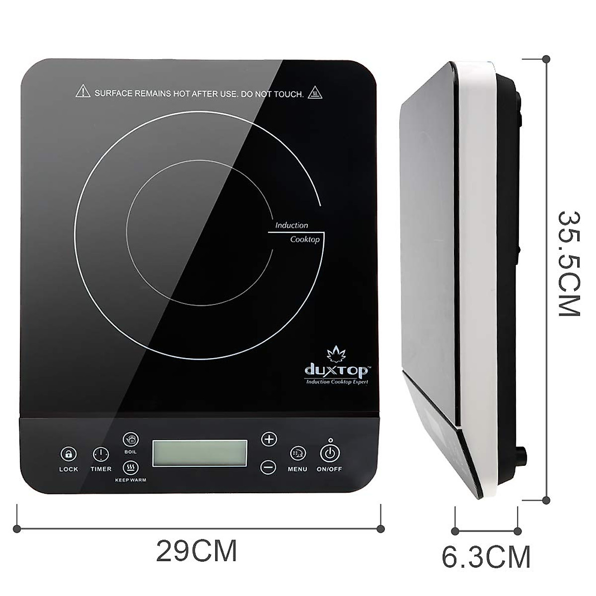 Duxtop Portable Induction Cooktop, Countertop Burner Induction Hot Plate with LCD Sensor Touch 1800 Watts, Silver 9600LS/BT-200DZ