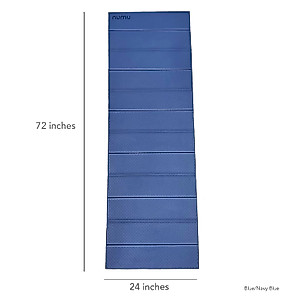 Numu Foldable Yoga Mat with Yoga Carrying Strap - Nonslip, Lightweight, and Portable 1/4” Inch Thick Workout Exercise Mat - Perfect for Easy Storage and Travel (Blue)