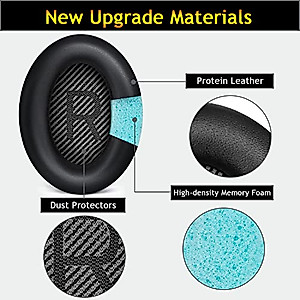 BINGLE Upgraded QC35 Replacement Ear Pads for Bose & Sound Insulation Bose Quietcomfort 35 ii Replacement Earpads, Added Thickness QC35 Replacement Pads with Soft Leather, Memory Foam Black