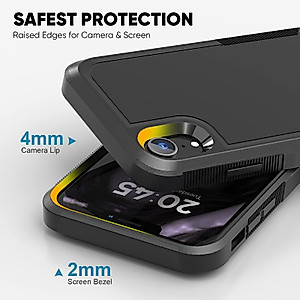 MAXCURY Black Case Designed for iPhone XR Phone, Slim Full Body Protection 2 in 1 Heavy Duty Shock Absorption Case Cover for iPhone XR 6.1 inch Not Built in Screen Protector (Black)