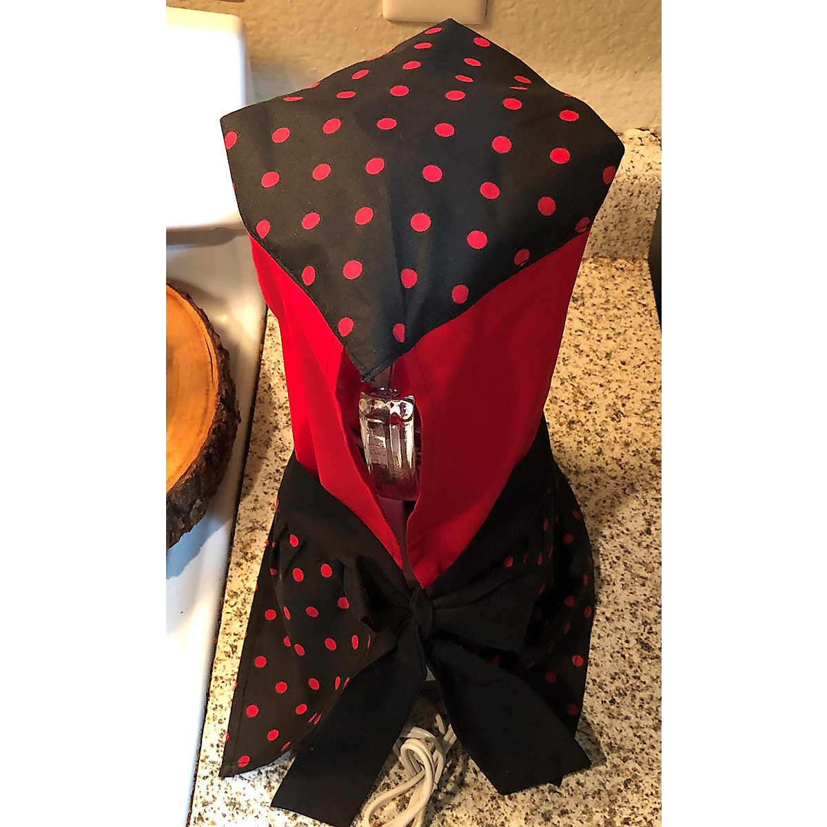 Blender Cover for OSTER. Kitchen design: Lady Bug/Black-Red Dots. Dress for blender-Ribbons to make your own adjustable bow.