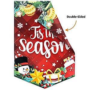 Christmas Garden Flag - Christmas Flags for Outside 12x18 Double Sided - Christmas Flag Weather Resistant - Artist Rendered Christmas Yard Flag- Winter Yard Decorations Holiday Banners Outdoor
