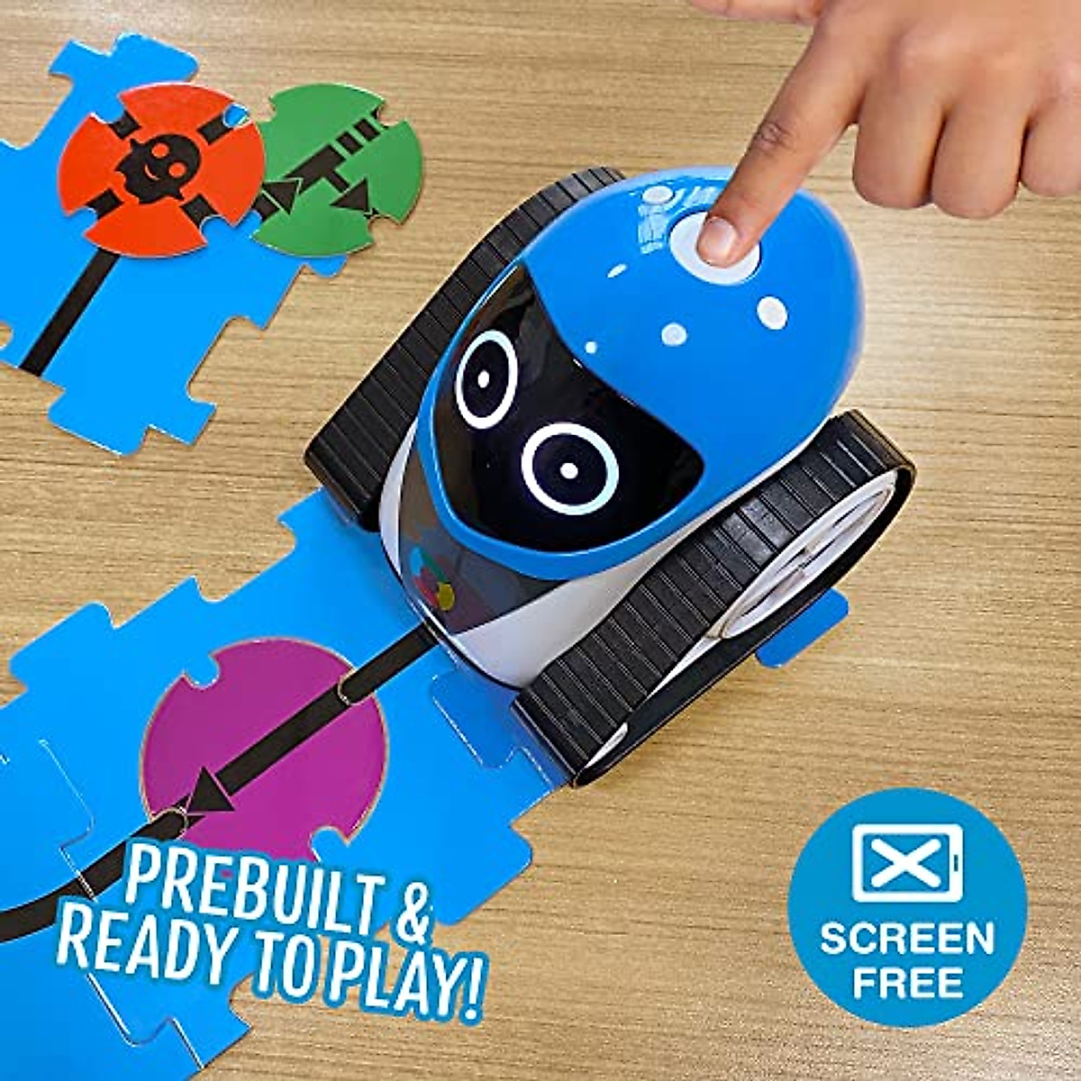 Thames & Kosmos Huey: The Line-Tracking, Color-Sensing Robot | Screen-Free Coding & Robotics Kit for Ages 5+ | Pre-Built Robot w/Color Sensor, Puzzle-Shaped Coding Discs | No Smart Device Required
