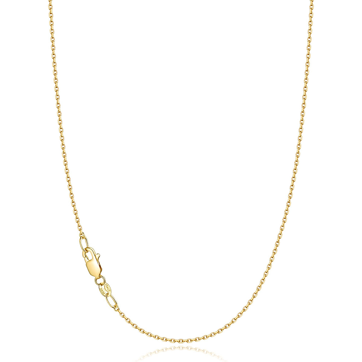 Jewlpire 18k Over Gold Chain Necklace for Women, 1.1mm Cable Chain Gold Chain for Women Shiny & Sturdy Women's Chain Necklaces, 14 Inches