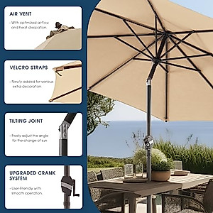 BLUU Pro 11 FT Outdoor Patio Umbrella with COVER, 5-YEAR Fade-Resistant Aluminum Outdoor Market Table Umbrella with Push Button Tilt, for Pool, Deck, Garden and Lawn (Beige)