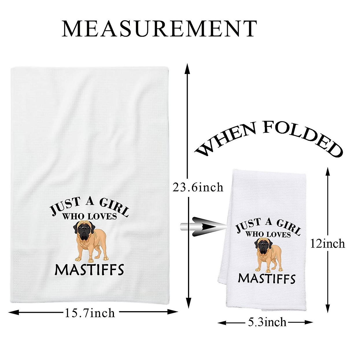 BDPWSS Mastiff Dog Gift Mastiff Mom Gift Mastiff Lover Gift Just a Girl Who Loves Mastiffs Kitchen Towel for Mastiff Owner (Girl Love Mastiffs TW)
