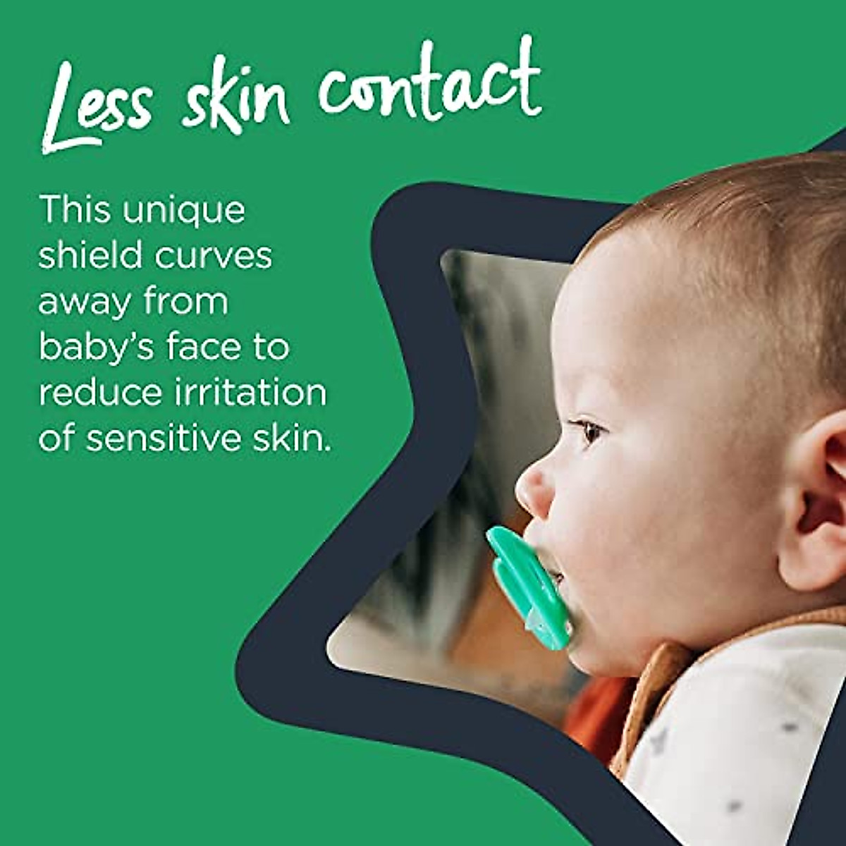 Tommee Tippee Advanced Sensitive Skin Pacifier, Unique Shield for Less Skin Contact, Symmetrical Design, BPA-Free Binkies, 0-6m, 4 Count