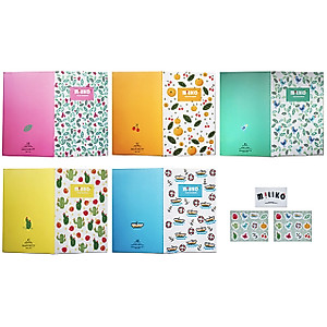 MILIKO A5 Color Series Softcover Notebook/Journal/Diary Set, 5 Unique Design 8mm Ruled Notebooks per pack-50 Sheets/100 Pages