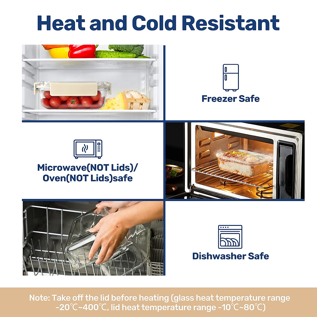 YSSOA Food Meal Prep Containers with Lids, All Temp Food Storage Container,BPA-Free,Airtight Glass Lunch Boxes,Ideal for Lunch, Meal Prep & Leftovers,Microwave, Oven,Dishwasher Friendly,4 Packs