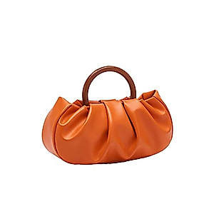 Verdusa Women's Ruched Small Handbag Clutch Purse Dumpling Pouch Bag Orange one-size
