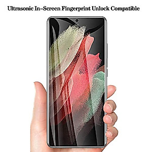[2 Pack] Galaxy S21 Ultra Privacy Screen Protector, Anti-Spy Full Adhesive Coverage Film TPU Screen Protector for Samsung Galaxy S21 Ultra, [Ultrasonic Fingerprint Compatible] Easy Installation Frame