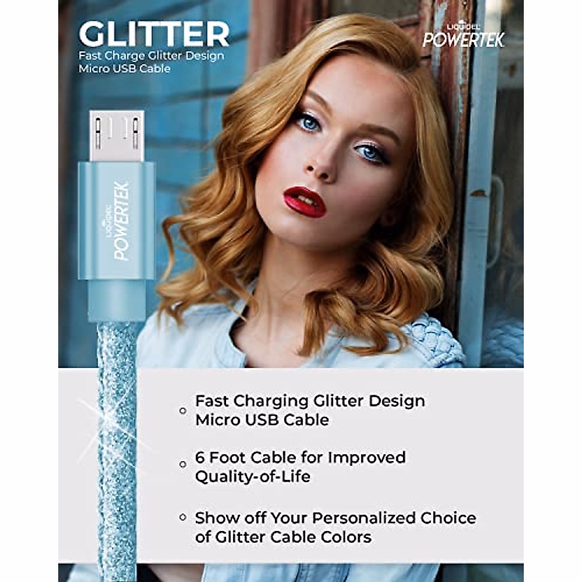 Micro USB Cable Android Charger, 6ft Fast Charging USB 2.0 A to Micro B Cable, Compatible with Samsung Galaxy S7 S6 Edge PS4 Xbox (Light Blue)