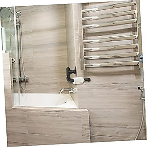 RORPOIR 1pc Wood Tools Wall Mounted Toilet Towel Bar Black Bathroom Wooden Toilet Roll Holder Towel Rod for Bathroom Multipurpose Hanging Rack Wall-Mounted Roll Paper Rack Clothes Hanger