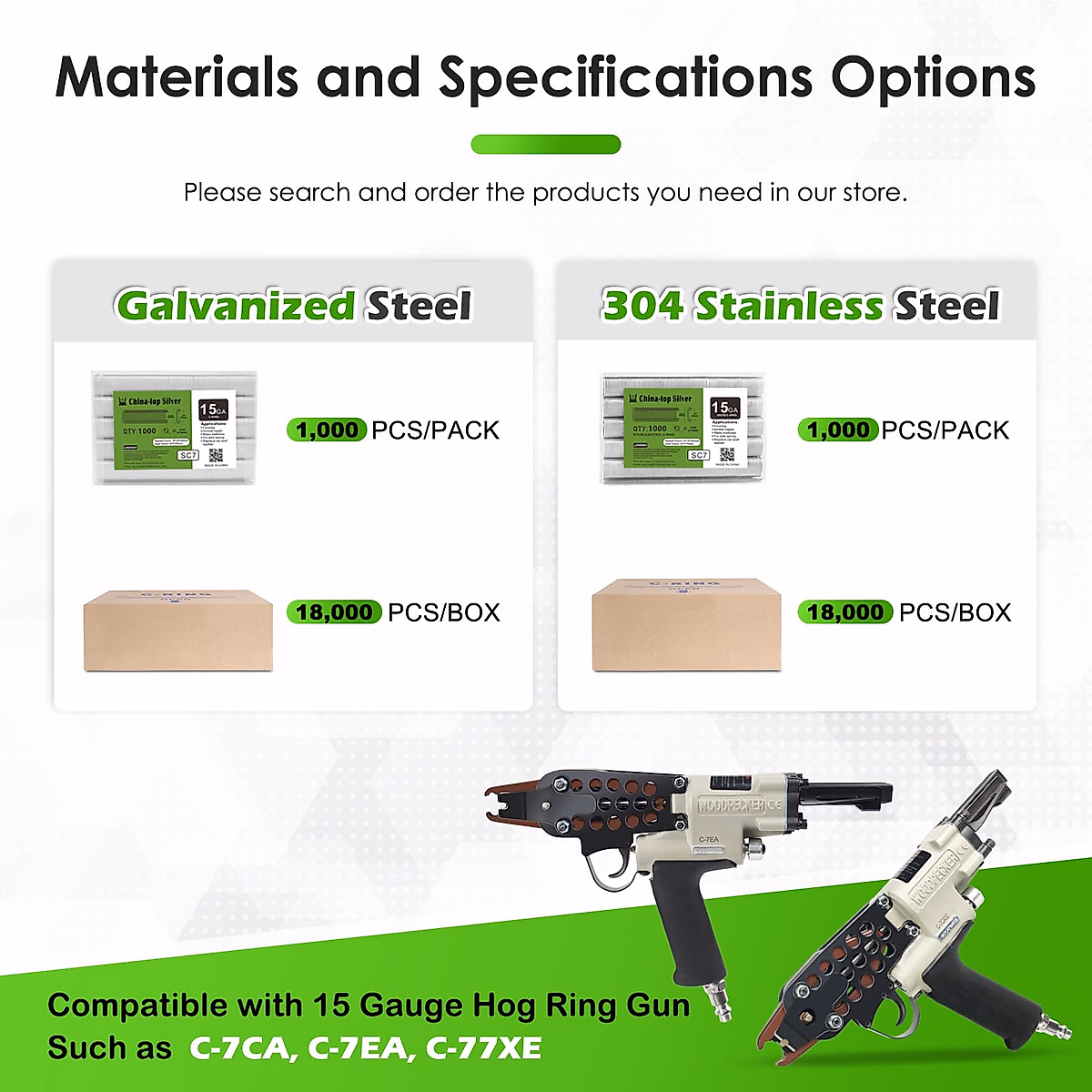 China-top Silver SC7 15 Gauge 3/4'' Crown C Ring Staples C-Rings Hog Rings