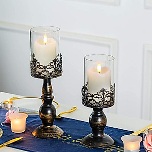 Homemory Flameless Votive Candles with Timer Remote,2" x 3" Real Wax, Realistic Black Wick Battery Operated Pillar Candles, 6 Pack for Wedding, Party and Holiday Decoration