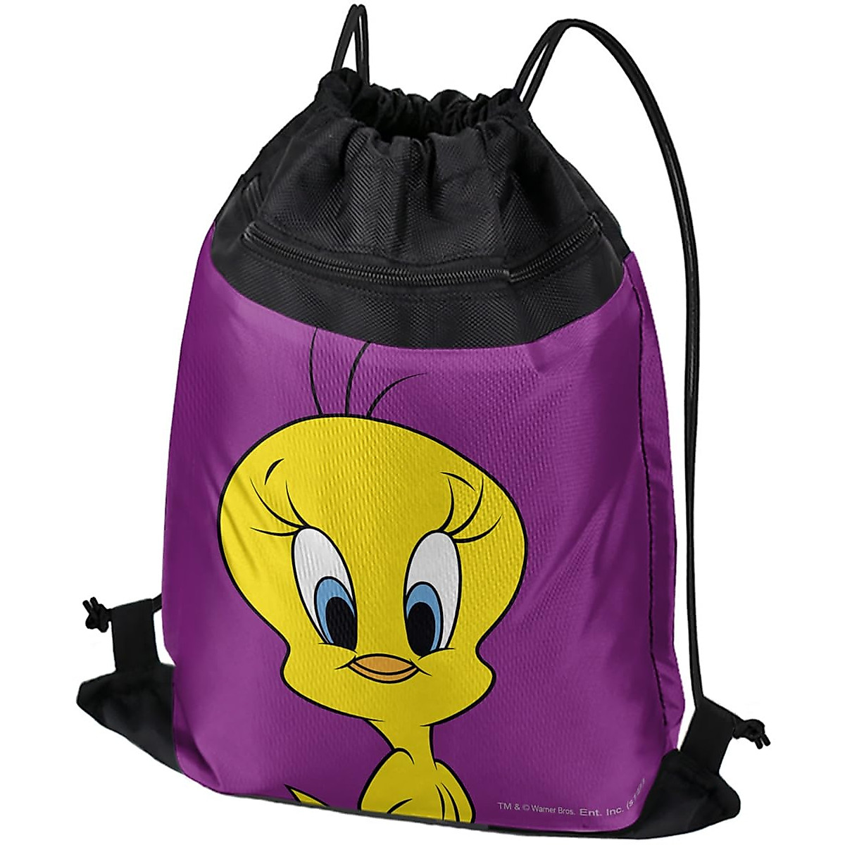 LOGOVISION Looney Tunes Tweety Bird Drawstring Backpack Sports Bag Sackpack 17" x 13", Perfect for Gym, Yoga or Practice