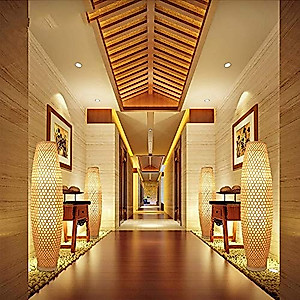 Floor lamp Bamboo Wicker Rattan Shade Vase Floor Lamp Fixture Rustic Asian Japanese Nordic Art Light Corridor Luminaria Fitting