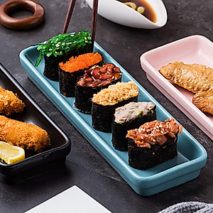 Amosfun Porcelain Platters Rectangular Serving Trays Porcelain Platter Snack Sushi Food Holder Storage Tray Dish for Parties (Green)