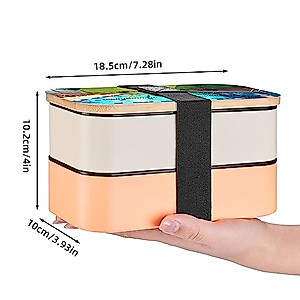 Flamingo And Swimming Pool Adult Lunch Box, Bento Box, With Cutlery Set Of 3, 2 Compartments, Rectangular, Lunch Box For Adults