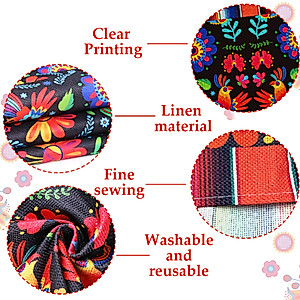 Linen Mexican Fiesta Table Runner Decoration 72×13inch Long Cinco De Mayo Dia De Los Muertos Runners Farmhouse Rustic Runner Day of The Dead Decor and Supplies for Kitchen Dining Home Table Decoration