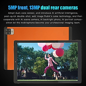 Zopsc 10.1in Talkable Smart Tablet for Android5.1 2.4/5G WiFi Tablet 1 16GB RAM 1920 1080 0.3 2MP MT6753 Octa Core 3000mAh 100 240V Orange