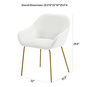 Ball & Cast Upholstered Dining Modern Accent Chair with Low Armrest Golden Metal Leg Set of 1, Beige