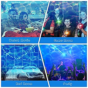 3 Pcs Water Wave Effect Projector LED Projector Lights Ocean Wave Calming Autism Sensory Night Light 360¡ã Rotating Christmas Projector Lights Outdoor Wedding Party Holiday Disco Kids (Blue)