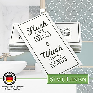 Wash Your Hands, Cheeky Disposable Guest Hand Towels for Bathrooms –- Linen-Feel Paper Towels, Cloth-Like Texture, Single-Use - Size: 12x17” Unfolded & 8.5x4” Folded 25ct By SimuLinen