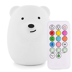 Yuede Kids Night Light for Bedroom, Silicone USB Rechargeable Night Lights, 9 Colors Change with Touch Sensor and Remote Control for Baby/Kids/Adult Gifts (Bear)