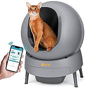 PETNF Self Cleaning Cat Litter Box with App,No More Scooping Automatic Cat Litter Box with Infra-Red Sensor System,Excellent Odor Removal,Ultra-Quiet Electric Kitty Litter Boxes for Multi-Cats