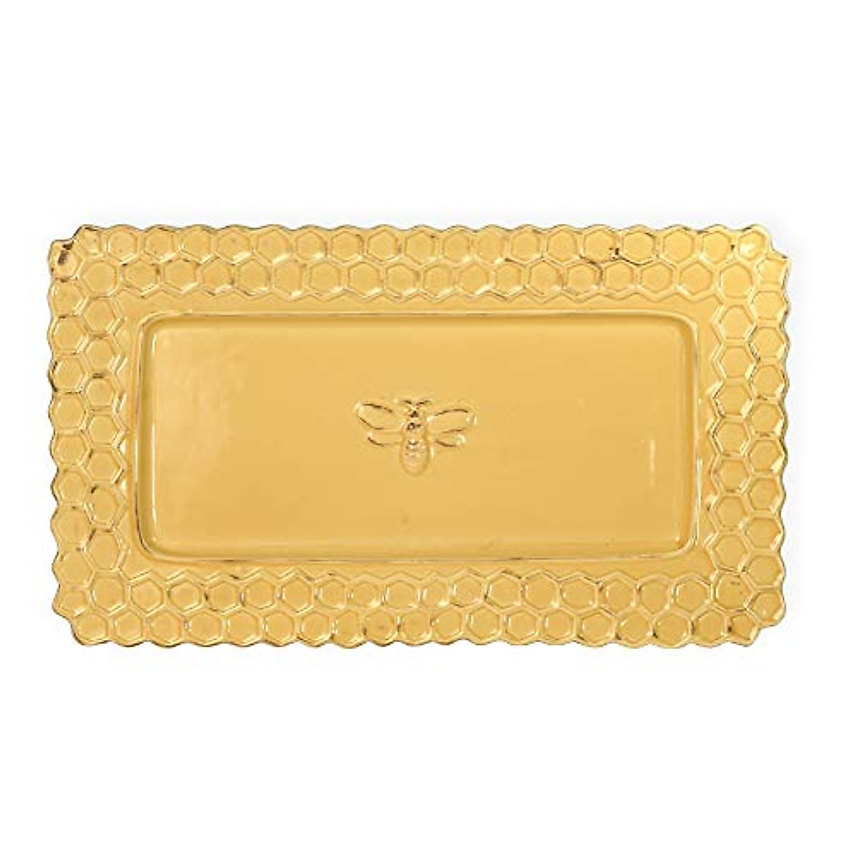 Boston International JC17147 Rectangular Ceramic Serving Platter, 13 x 7.5-Inches, Honeycomb