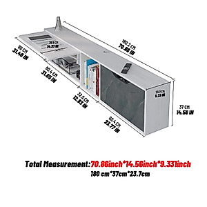 Pmnianhua Floating Wall Desk with Storage Shelves, 70'' Large Wall Mounted Desk Laptop Computer Writing Study Table for Bedroom Small Space (Grayish White-Left)